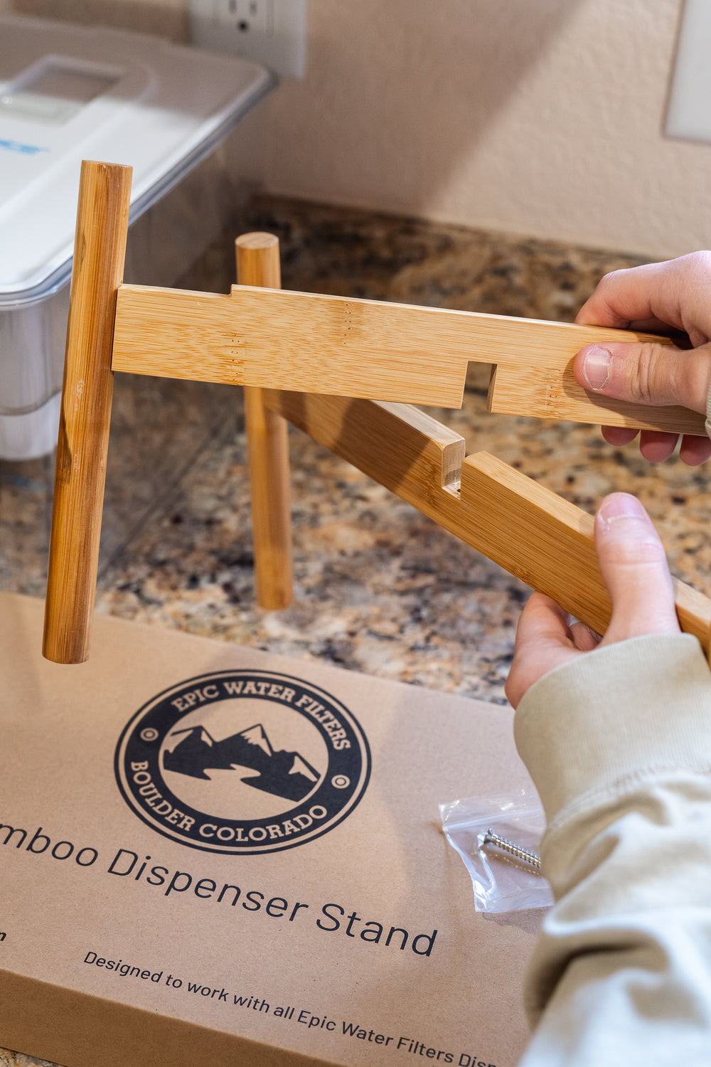 Dispenser Bamboo Stand – Epic Water Filters USA