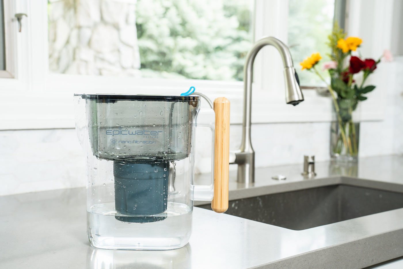 Epic Nano Water Filter Pitcher | Navy Blue | Removes Bacteria & Virus ...
