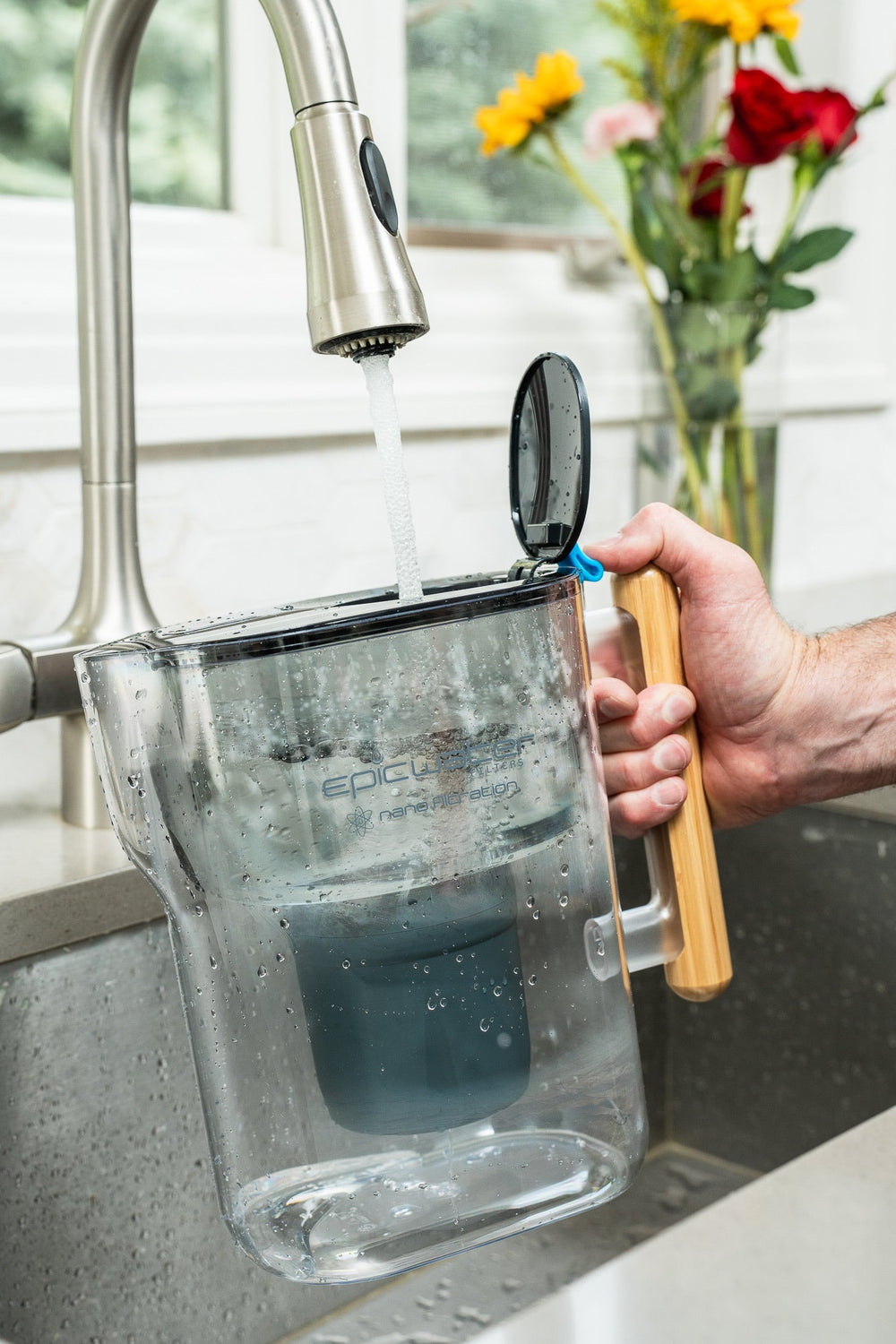 Epic Nano Water Filter Pitcher | Navy Blue | Removes Bacteria & Virus ...
