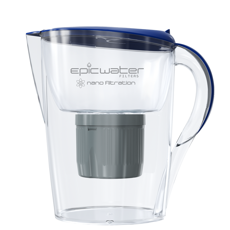 Epic Nano Water Filter Pitcher | Navy Blue | Removes Bacteria & Virus